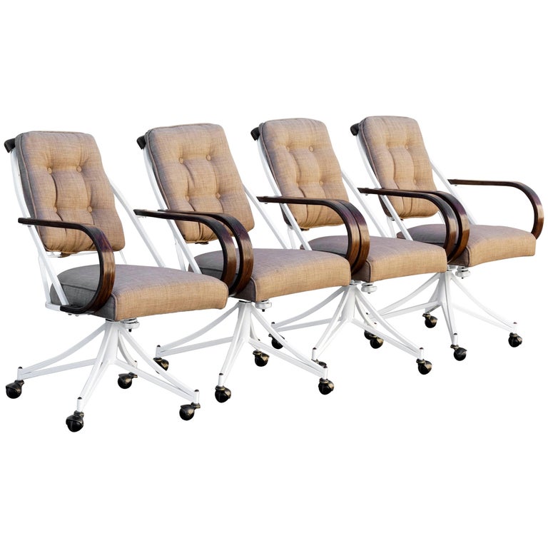 Set of Four Bentwood and Steel Atomic Dining Chairs, Refinished at 1stDibs