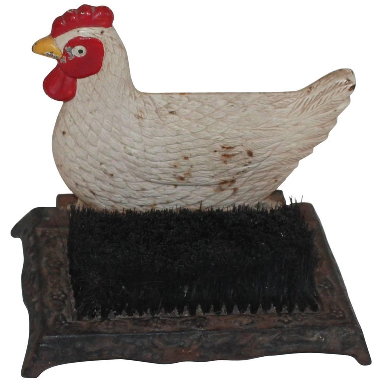 20th Century Original Painted Rooster Boot Scrapper at 1stDibs