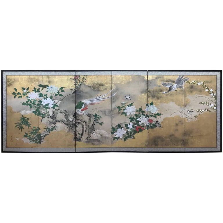 Six-Panel Japanese Screen at 1stDibs