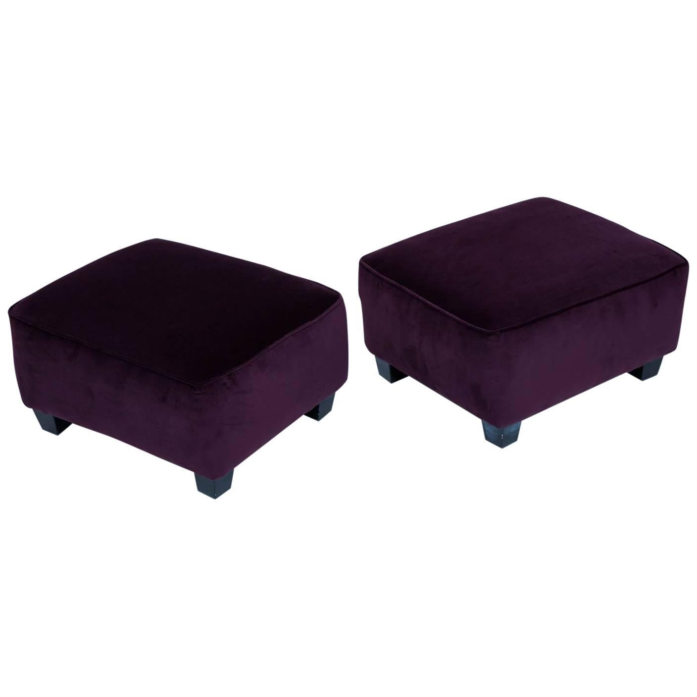 Pair of Purple Velvet Ottomans at 1stDibs