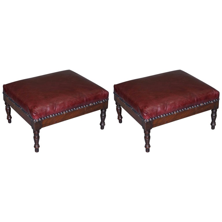 Lovely Pair of Very Small Victorian Mahogany Footstools New Bordeaux ...
