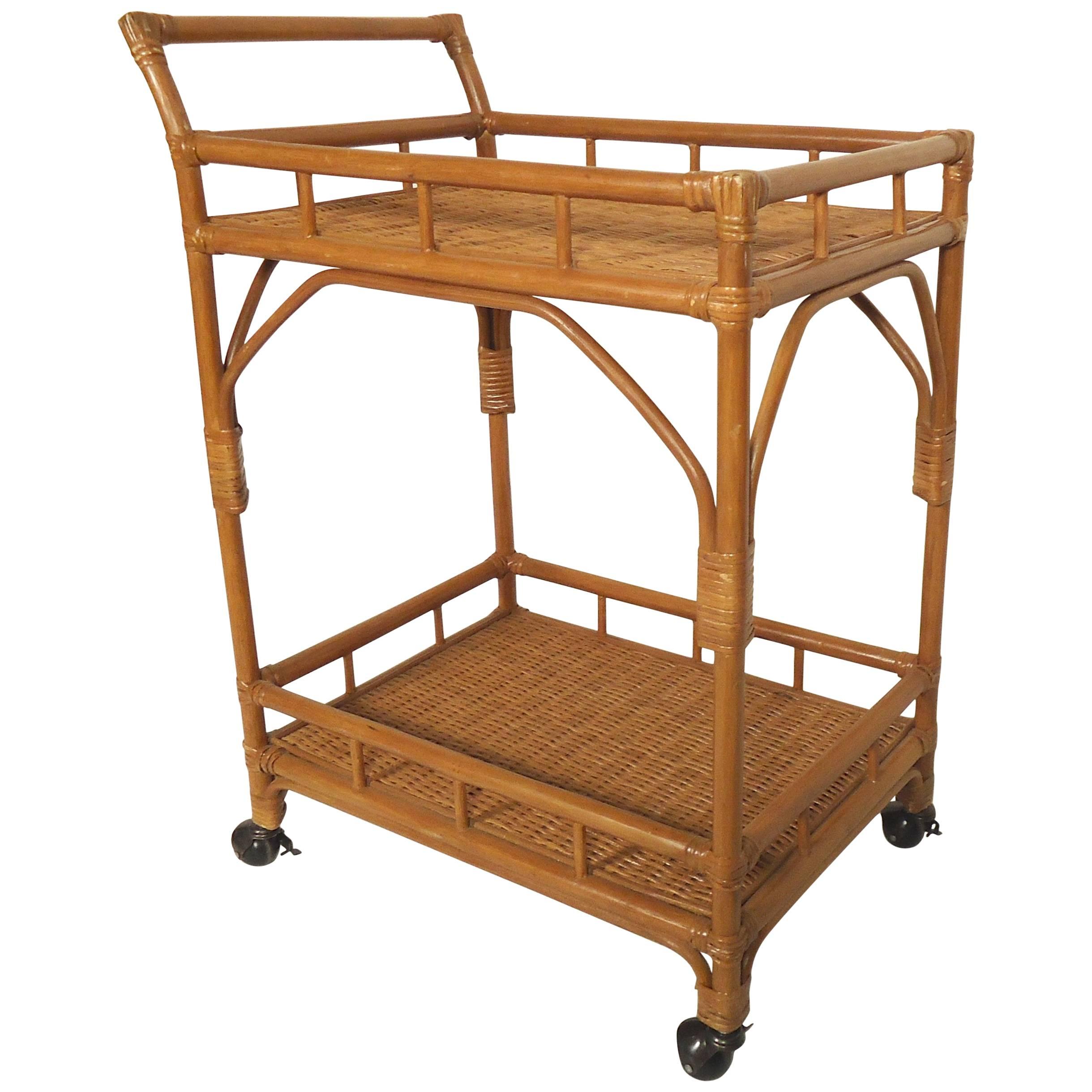 Wicker Rolling Cart For Sale at 1stDibs
