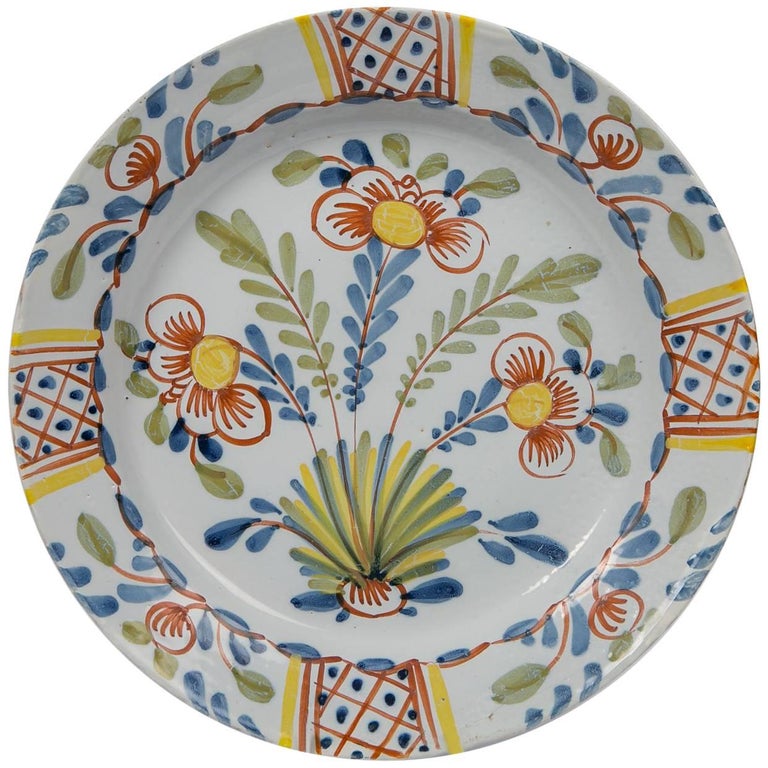 Antique English Delft Charger Made circa 1750 at 1stDibs