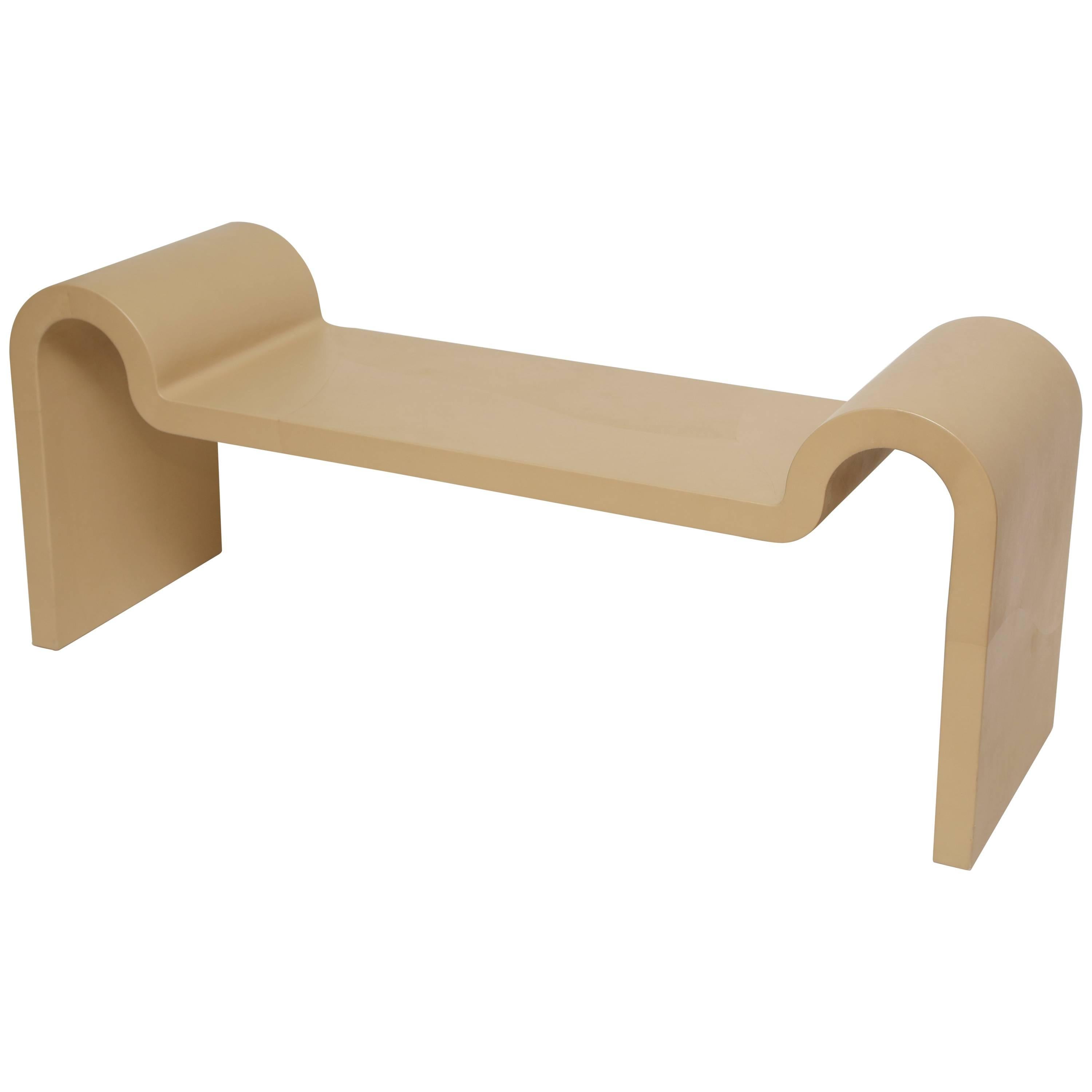 Karl Springer Leather Sculpture Bench at 1stDibs | karl springer bench
