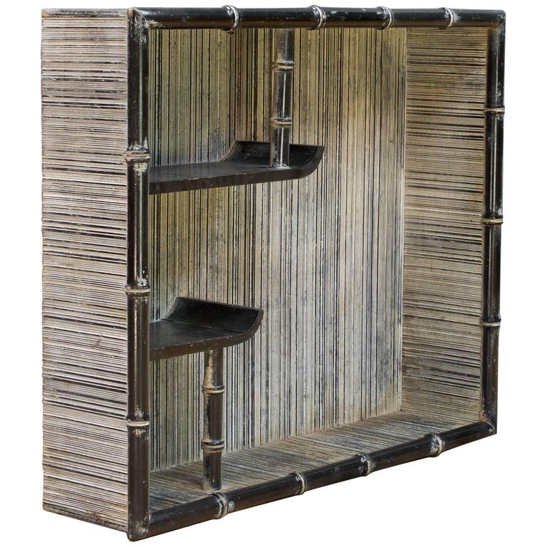 Post-War Japanese styled Shadow Box Wall Display Faux Regency Black ...