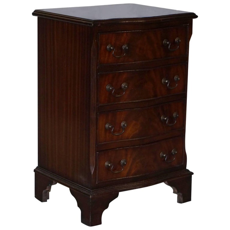 Lovely Sized Flamed Hardwood Side Table Bank / Chest of Drawers ...