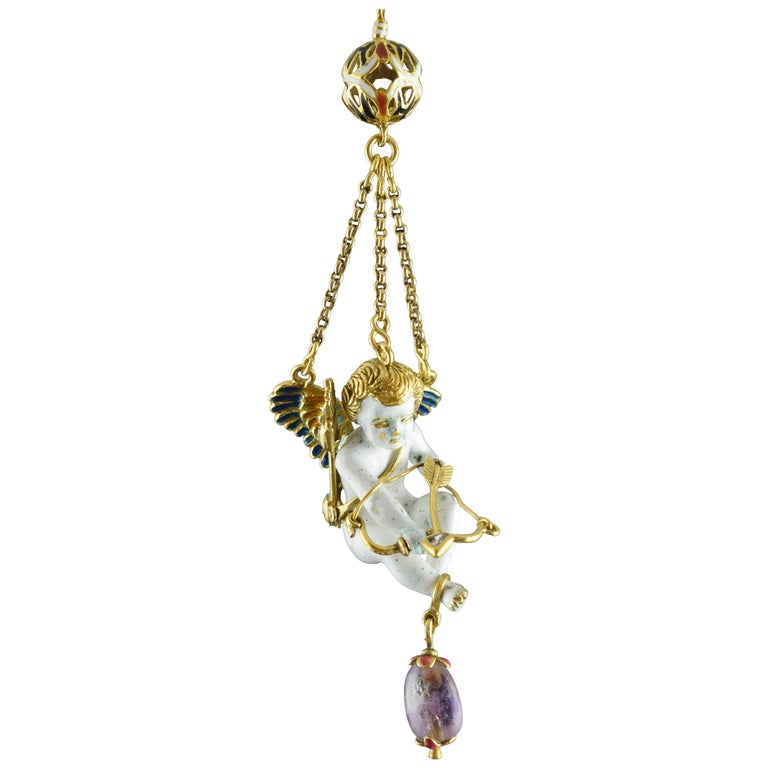 Cupid Pendant, Gold, Stones, Enamel, 17th Century at 1stDibs