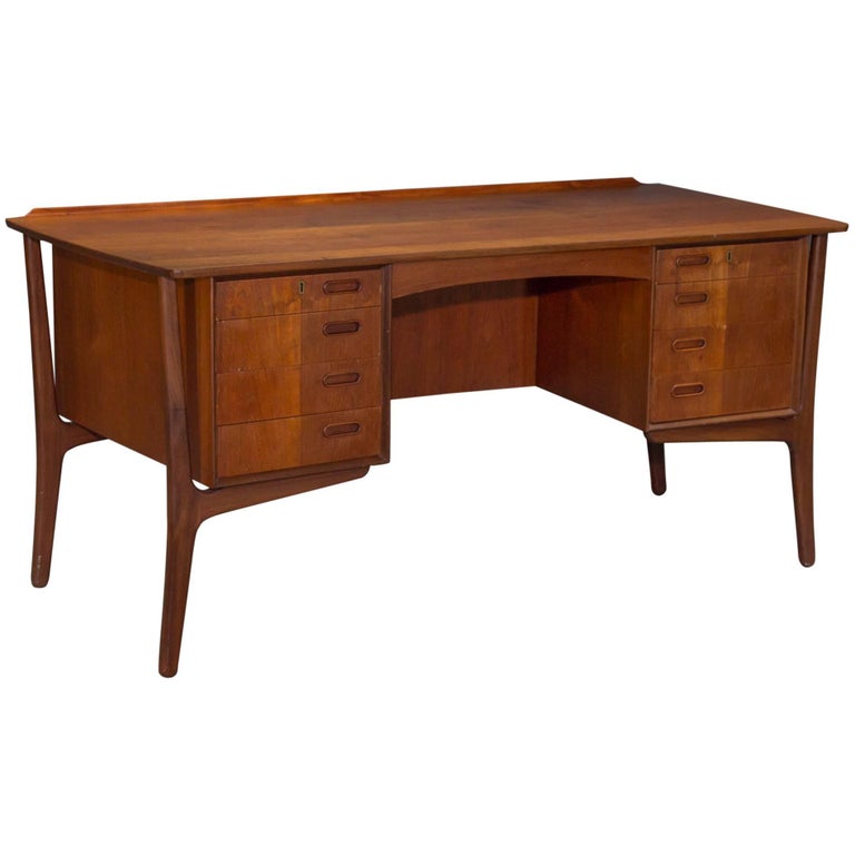 Danish Modern Teak Curved Desk at 1stDibs