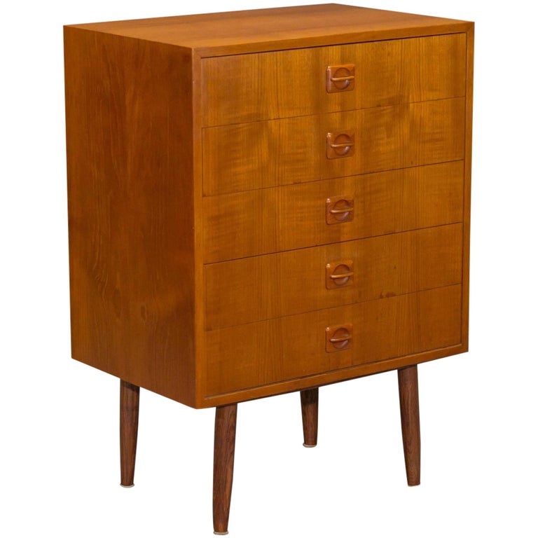 Small Danish Modern Teak Chest of Drawers at 1stDibs