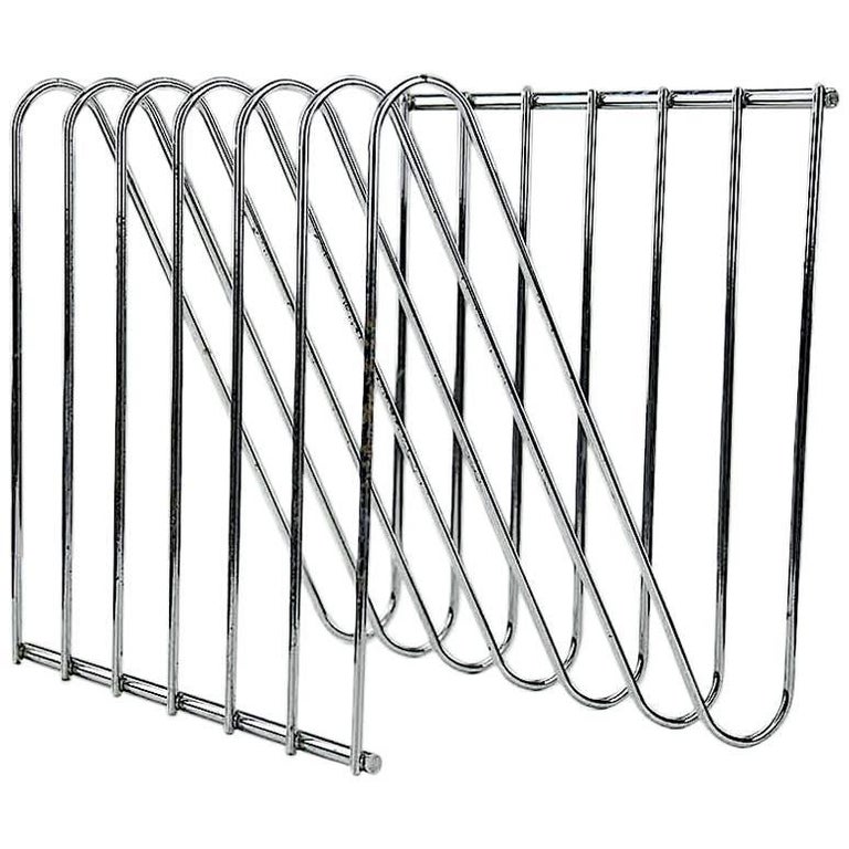 Vintage Modern and Industrial Style, Steel Chromed Magazine Rack by ...