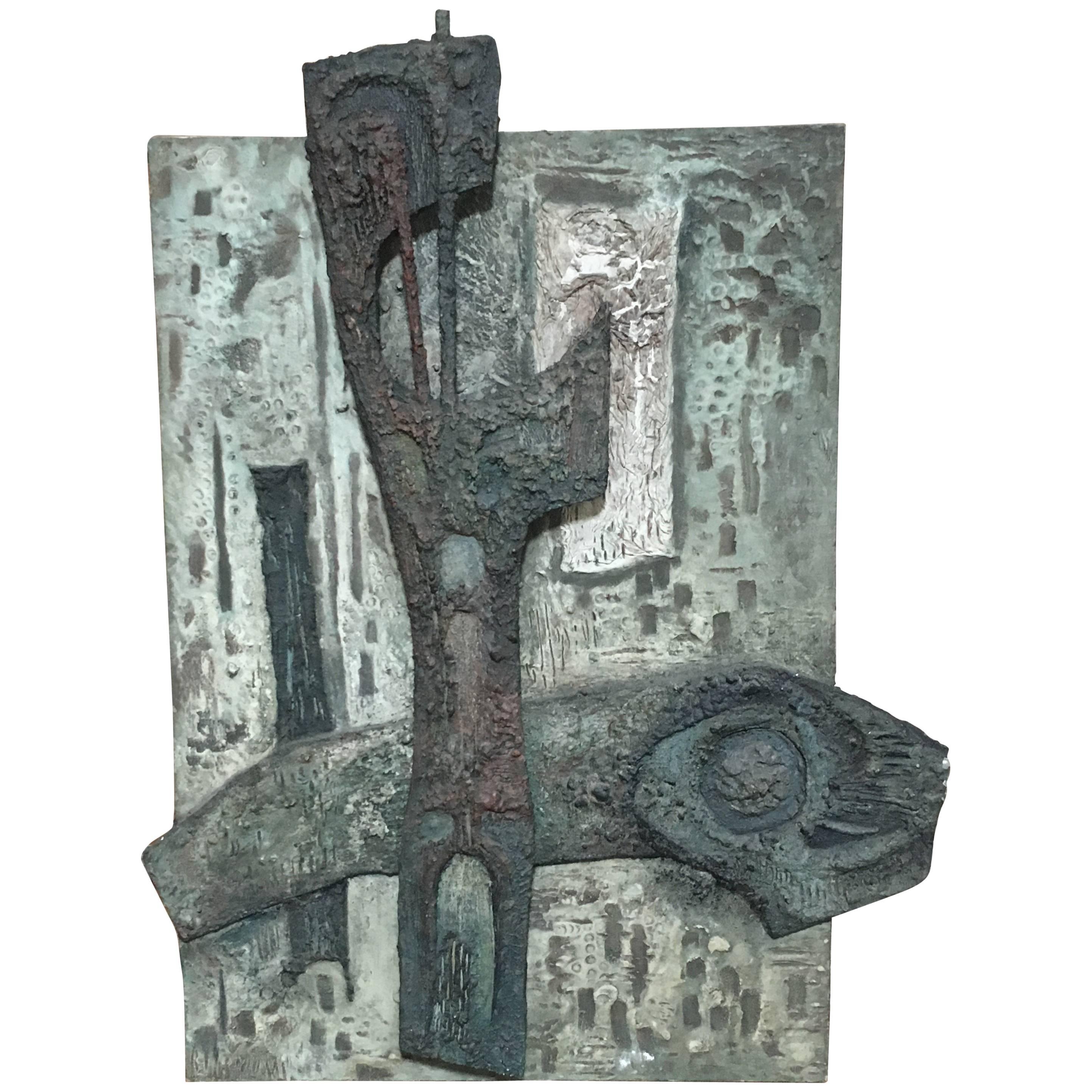 Brutalist Bronze 1960's Relief at 1stdibs