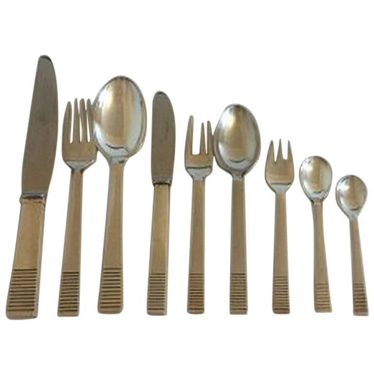 Georg Jensen Sterling Silver Parallel Flatware Set of 72 Pieces For Sale at 1stDibs
