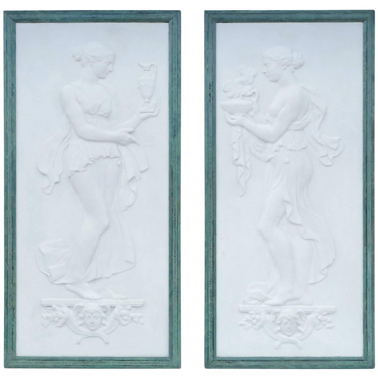 Pair of Plaster Bas-Reliefs, "The Offerings", 19th Century at 1stDibs