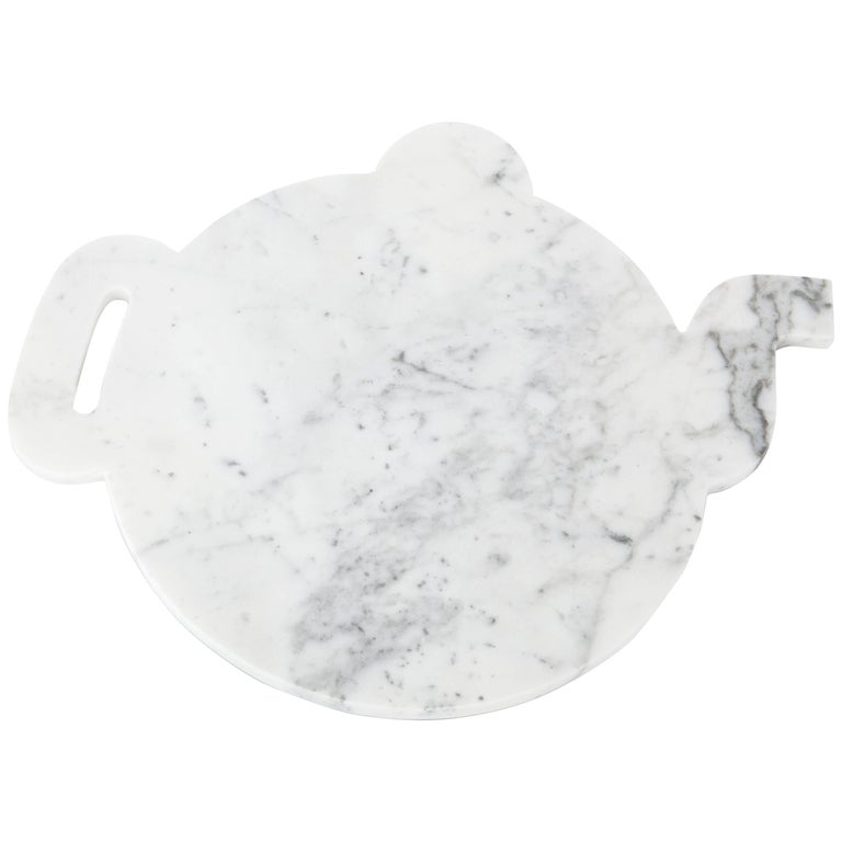 White Marble Plate Design Shape of a Teapot at 1stDibs