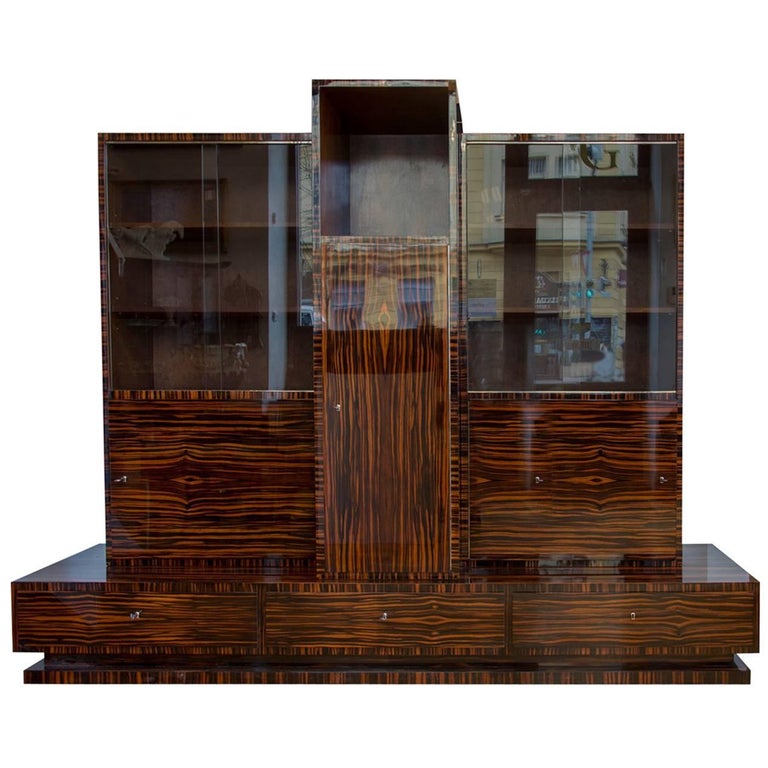 Functionalist Library Cabinet in macassar by Vlastimil Brozek, 1930s ...