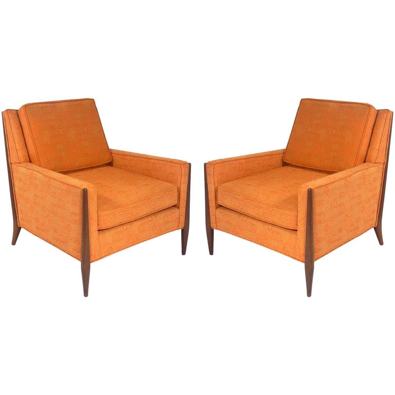 Pair of Clean Lined Midcentury Lounge Chairs at 1stDibs