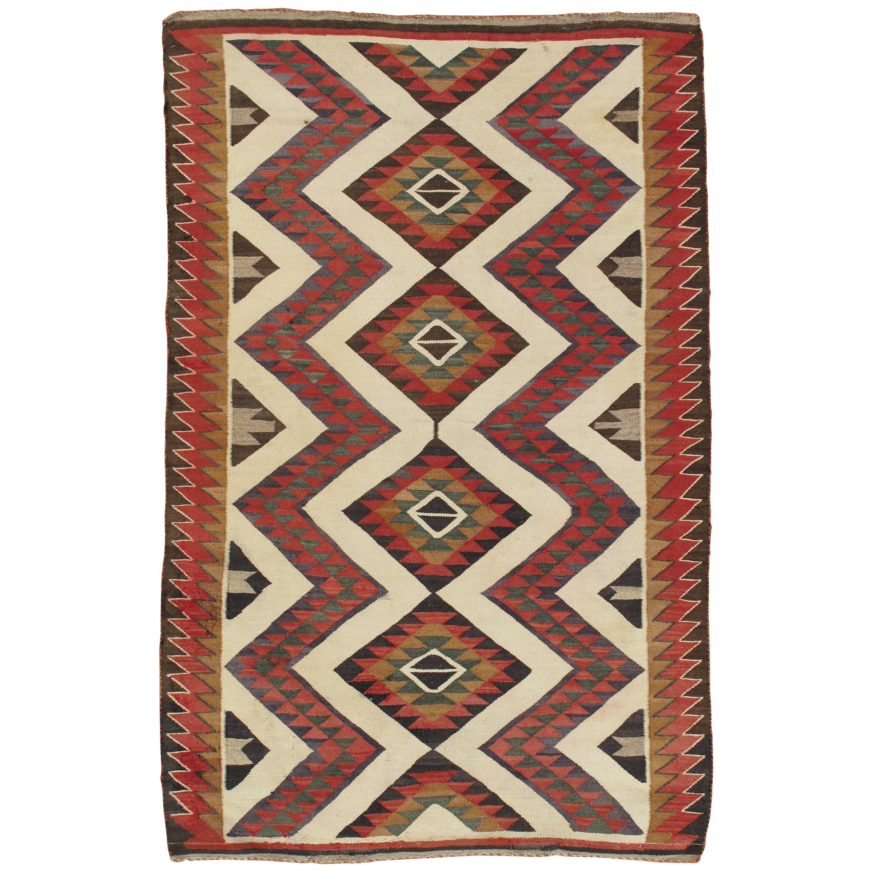 Antique Navajo Carpet, Folk Rug, Handmade Wool, Beige, Yellow, Green ...