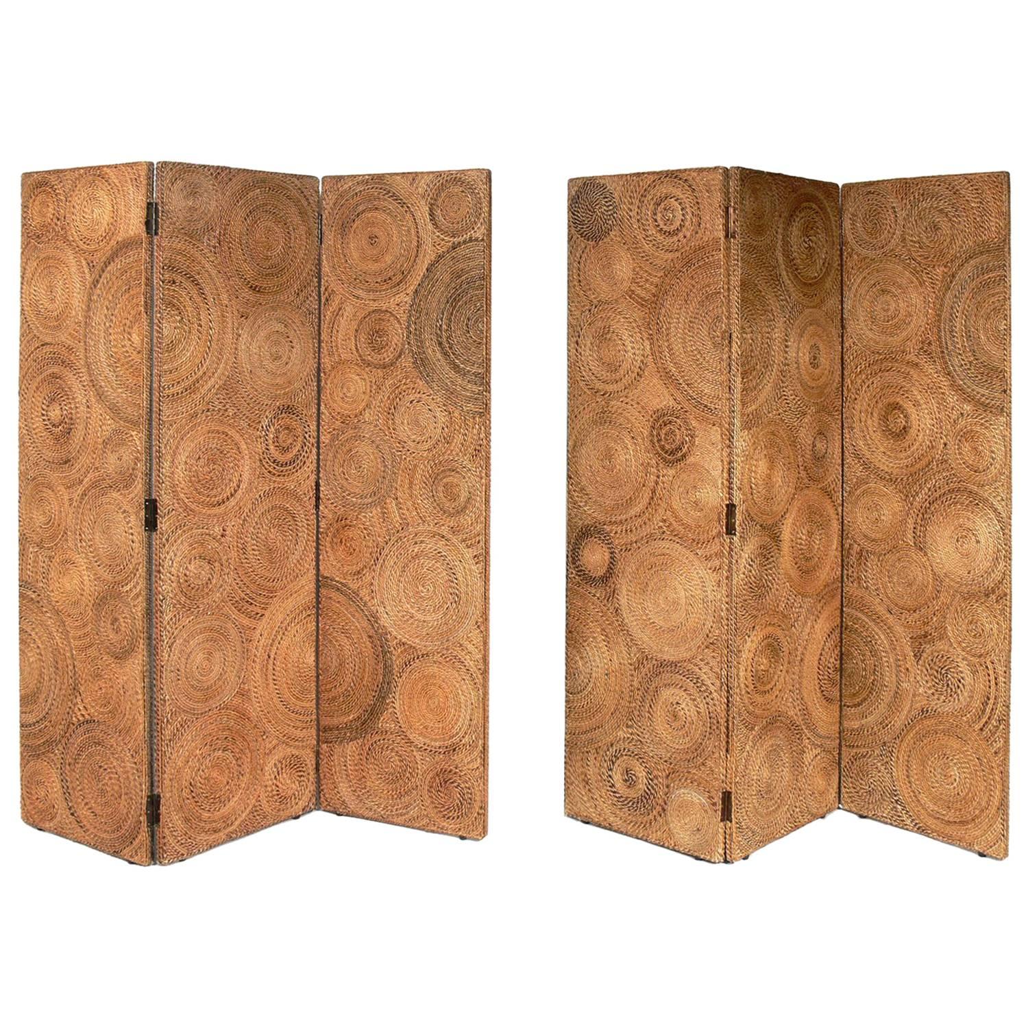 Coiled Seagrass Rope Folding Screen at 1stDibs