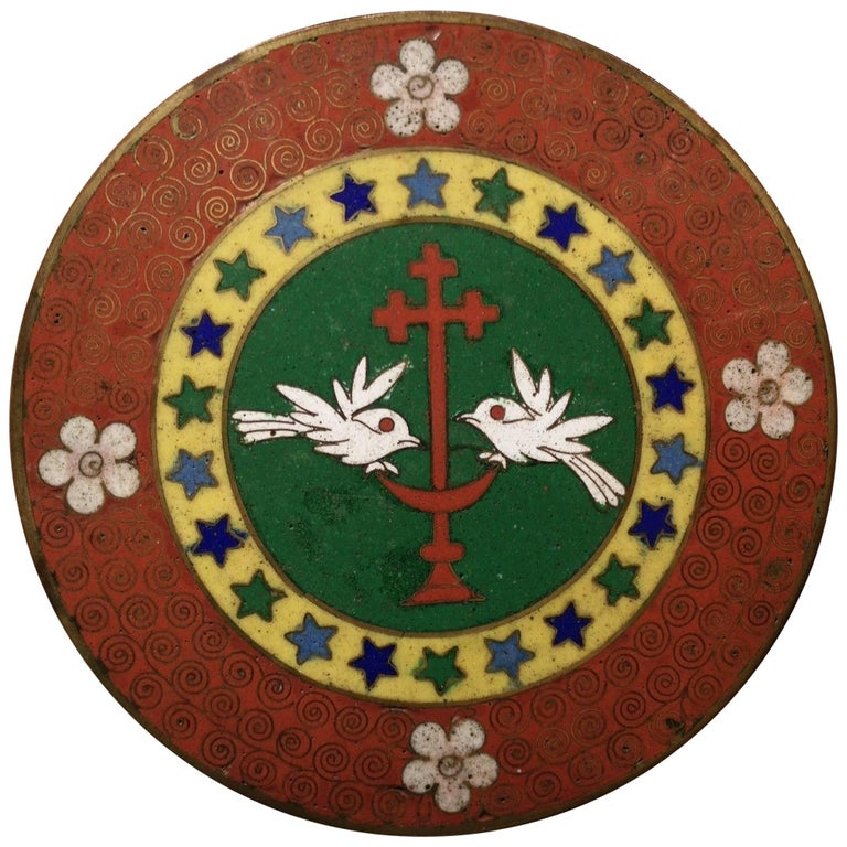 Late 19th Century Chinese Christian Gilt Bronze and Cloisonné Enamels ...