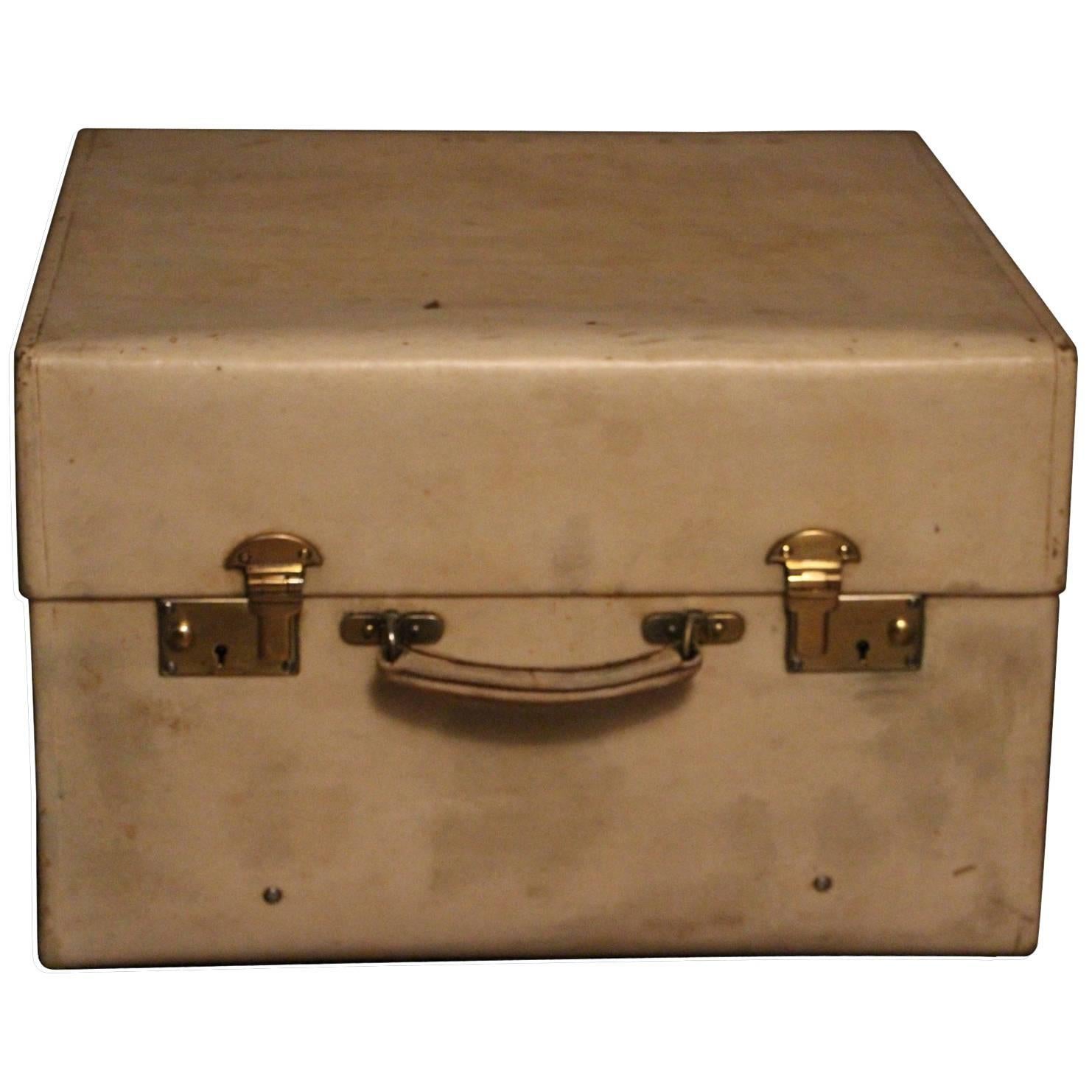 1920s Small Beige Vellum Steamer Trunk by Drew and Son Picadilly at 1stDibs