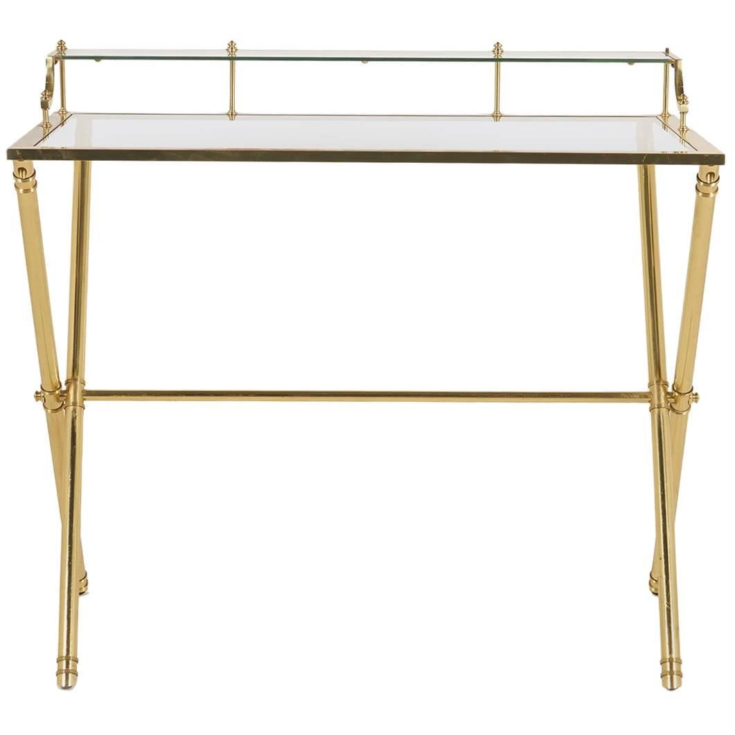 Glass desk with brass legs store