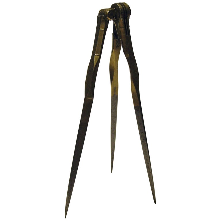 Triangular or Three-Legged Brass Dividers, 19th Century at 1stDibs