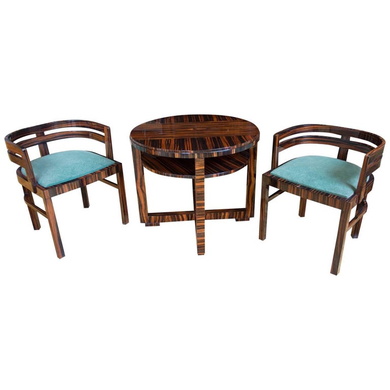 Functionalist Czech Seating Set in Macassar by Vlastimil Brozek, 1930s ...