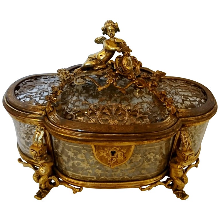 Gilt Bronze and Silver Filigree Jewelry Casket, Alphonse Giroux and Cie ...