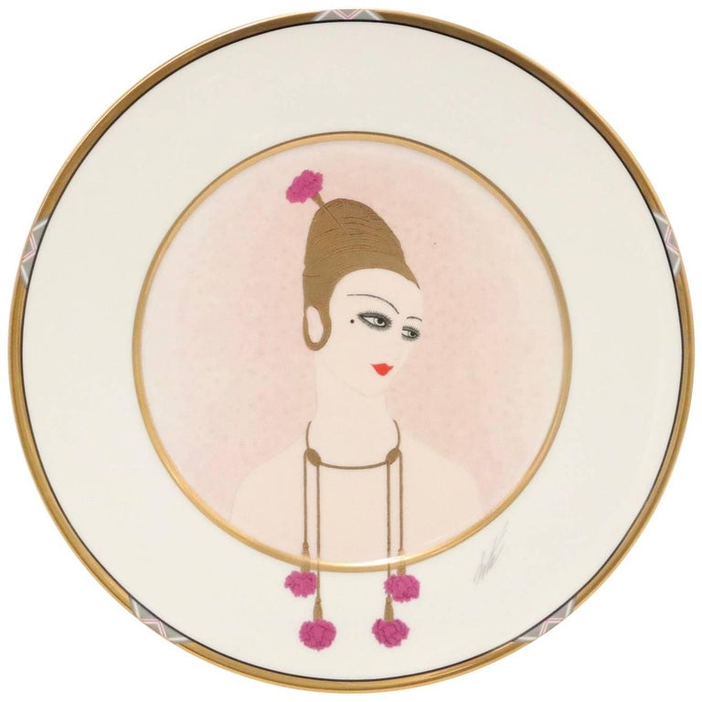 Erte Decorative Plate 'Carnation' at 1stDibs