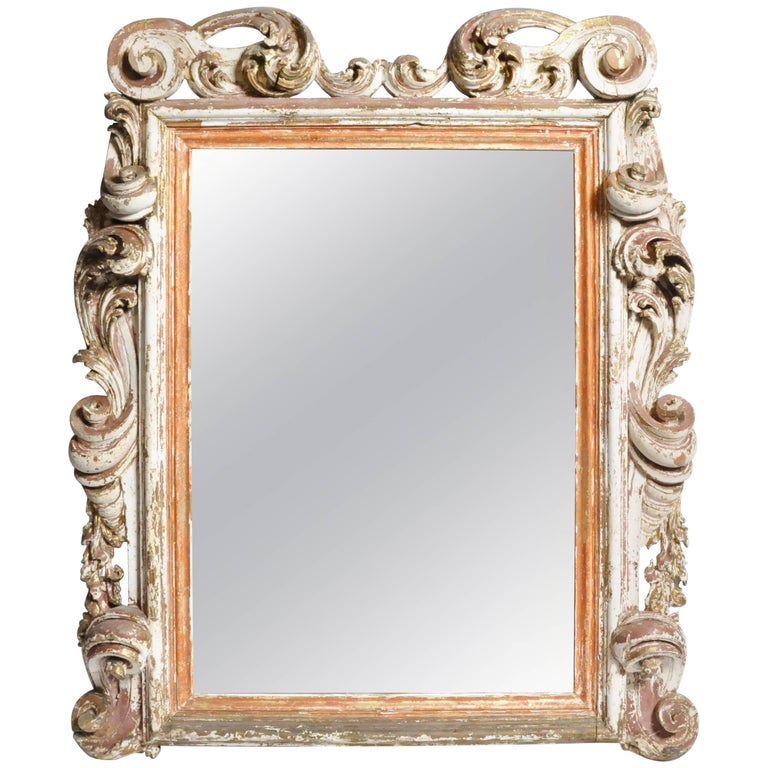 19th Century Italian Mirror with Carved Scroll-Work at 1stDibs