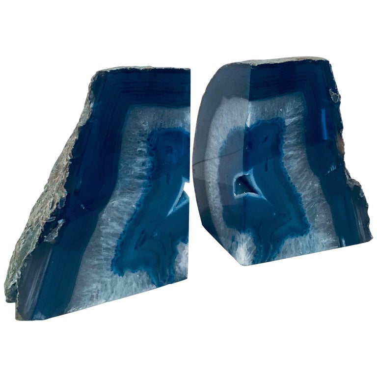 Brilliant Blue Quartz Crystal Bookends at 1stDibs