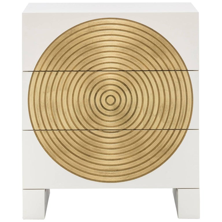 HALO NIGHTSTAND - Modern Nightstand with Circle Design with Gold Leaf ...