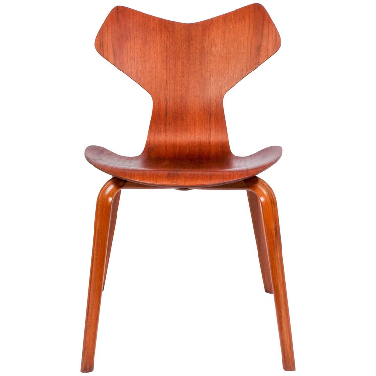 Arne Jacobsen Teak Grand Prix Chair Model 3130 by Fritz Hansen at 1stDibs