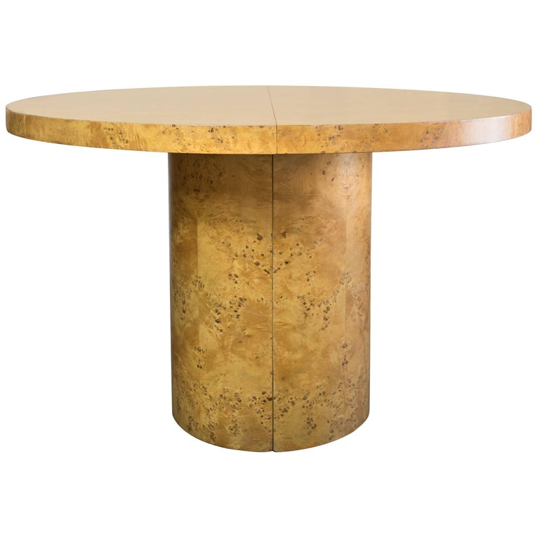 Intrex Habitat Round Pedestal Burl Wood Table at 1stDibs