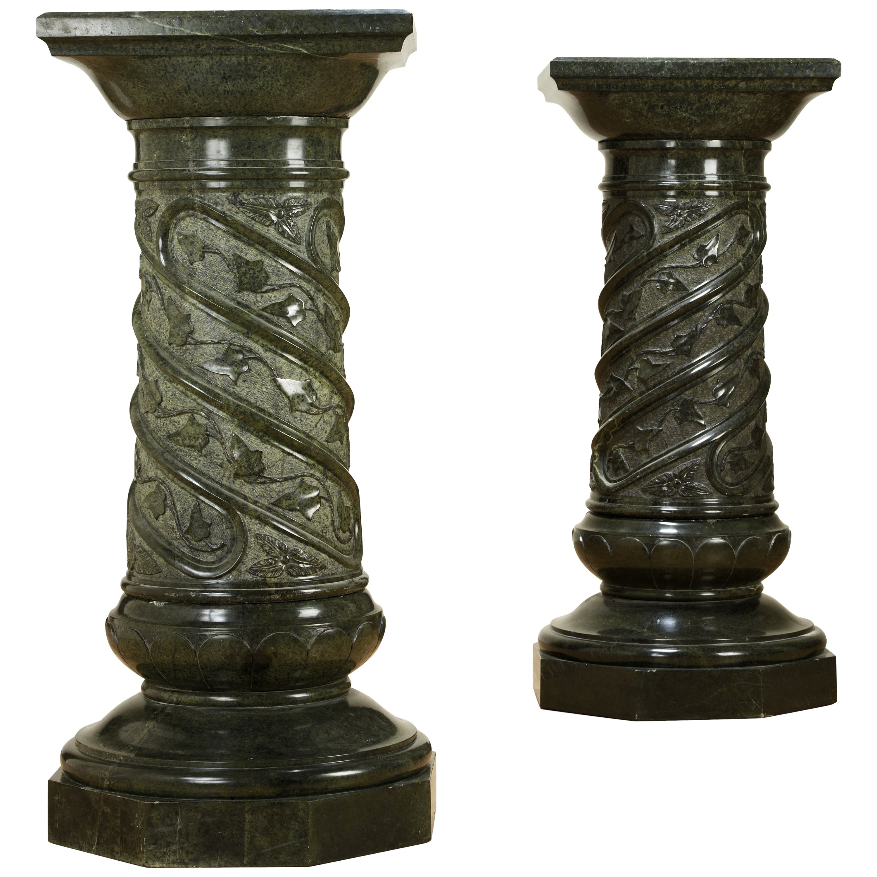 Large Pair of 19th Century Black Marble Pedestals Black Marble Columns ...