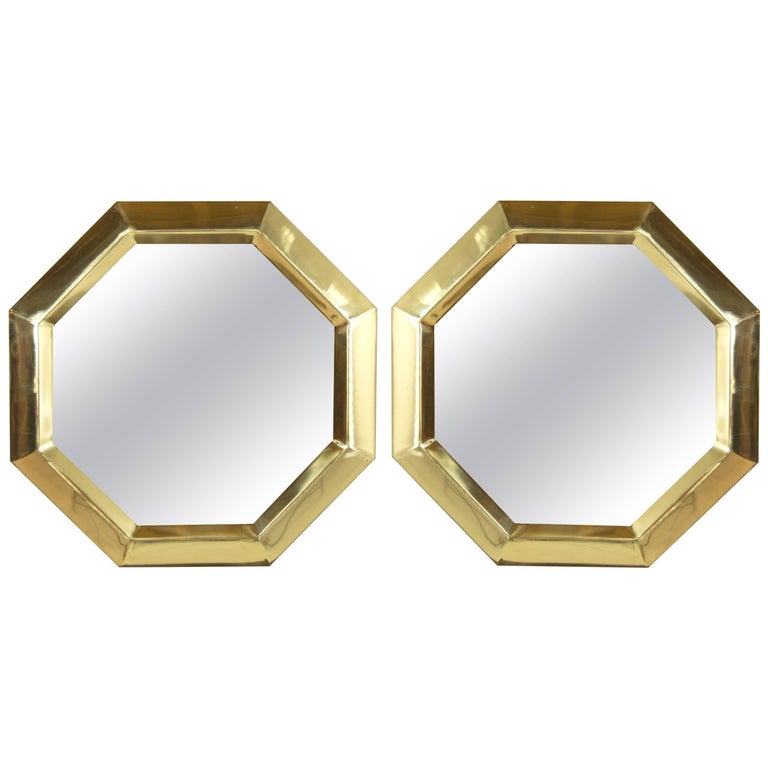 Octagonal Brass Frame Mirrors at 1stDibs