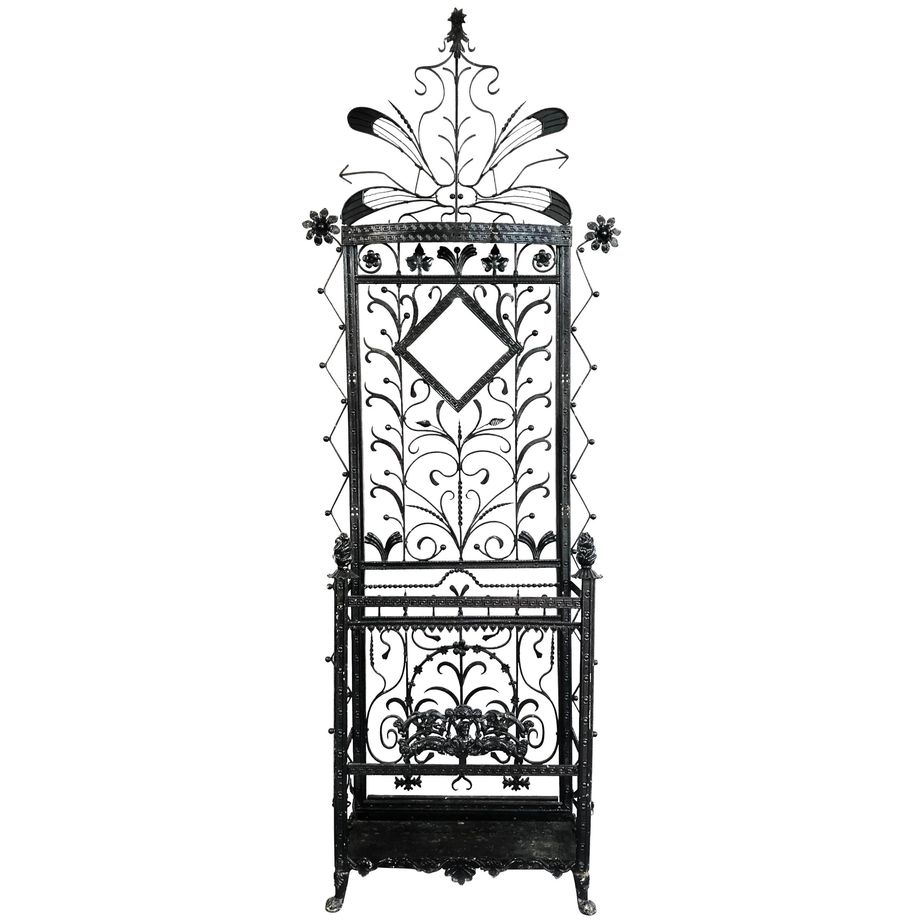 Victorian Wrought Iron Hall Tree - For Sale on 1stDibs