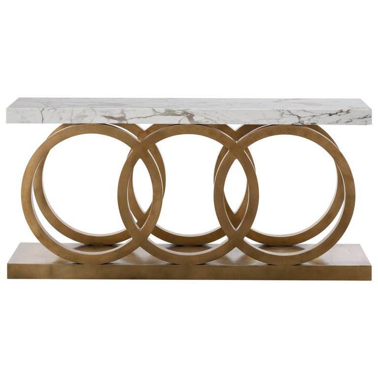 OSLO GRANDE CONSOLE - Modern Circular Design Gold Leaf and Carrara ...