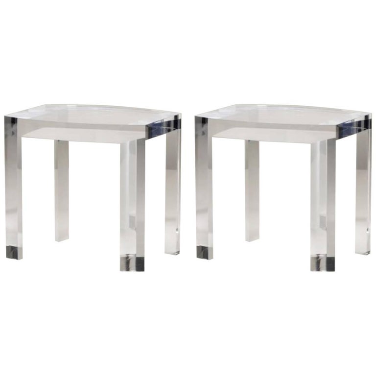 Solid Italian Acrylic Side Tables End Table Clear Lucite For Sale at ...
