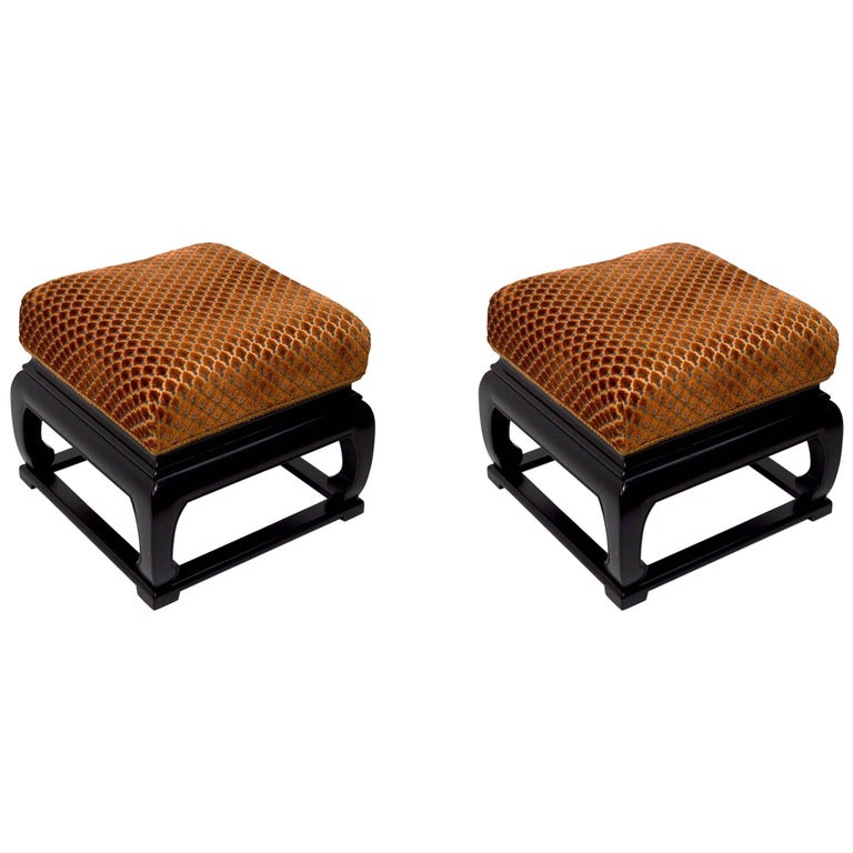 Pair of Asia Modern Chinese Style Ottoman Footrest Stools at 1stDibs