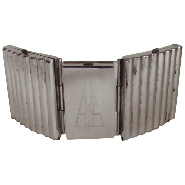 American Art Deco Chrome Combination Cigarette Case, Match Safe and ...