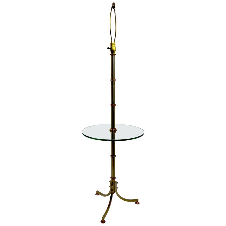 Floor Table Lamp with Glass Shelf at 1stDibs