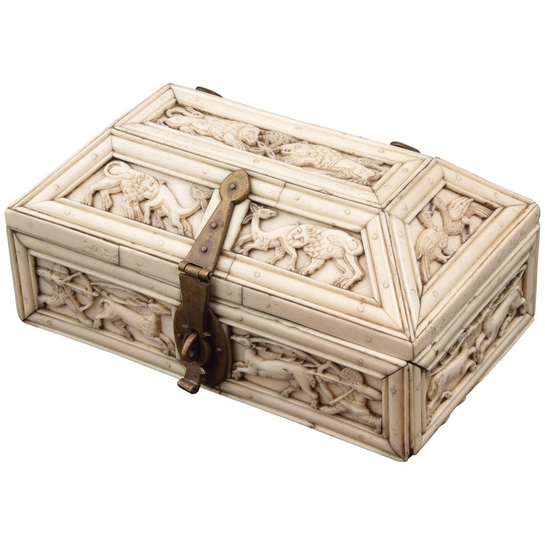Neo-Romanesque Chest, Carved Bone, 20th Century For Sale at 1stDibs