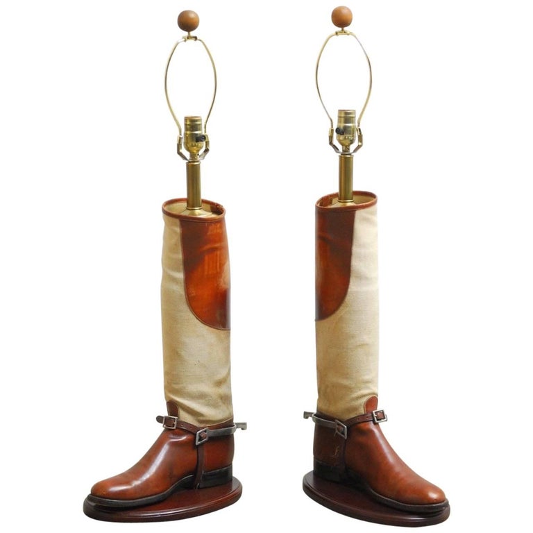 Important Pair of Equestrian Riding Boots Mounted as Table Lamps at 1stDibs