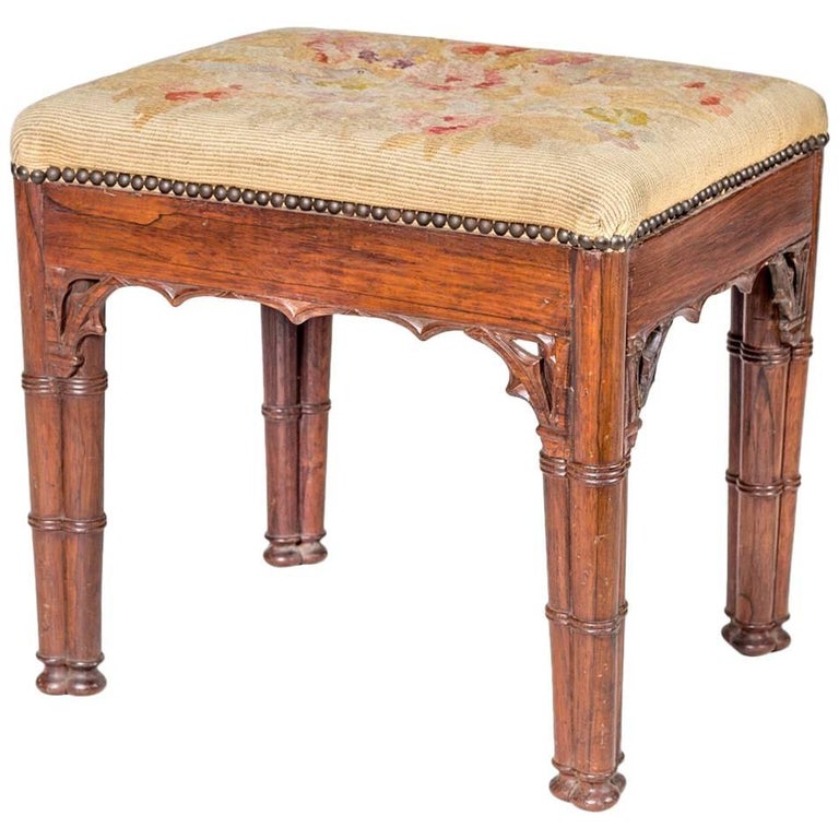 Rosewood Gothic Revival Stool at 1stDibs