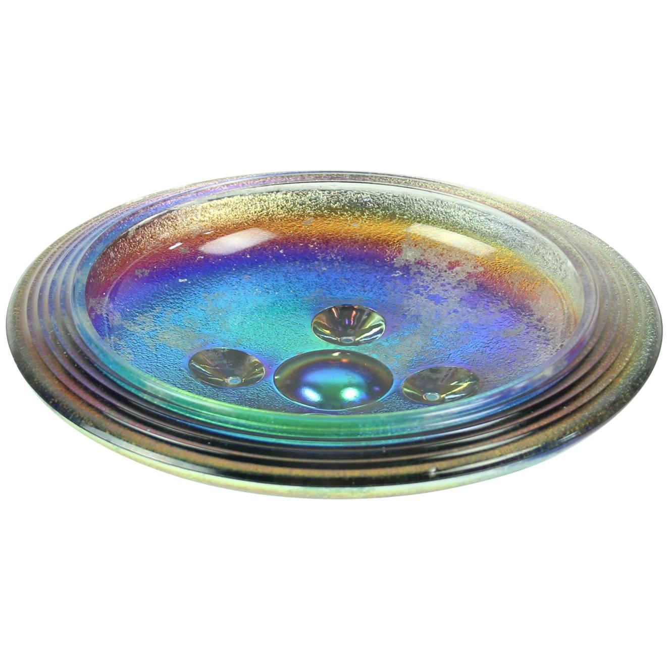 Rare Iridescent Art Glass Bowl by Jiri Zemon for Rudolfova Hut ...
