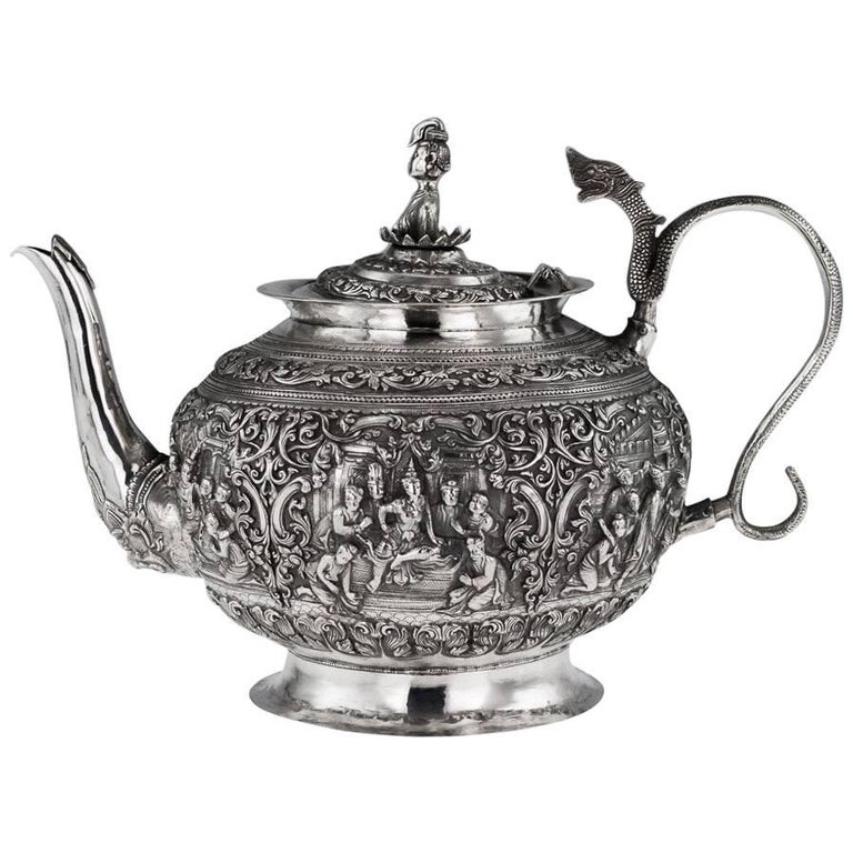 Antique Burmese Solid Silver Sculptural Teapot, Myanmar, circa 1900 at ...