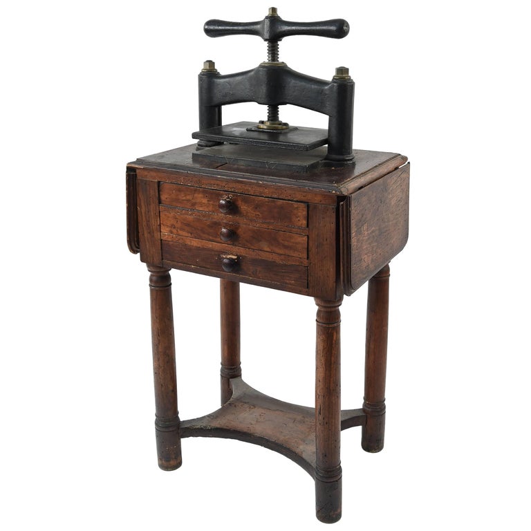 Antique 19th Century Book Press on Work Table at 1stDibs