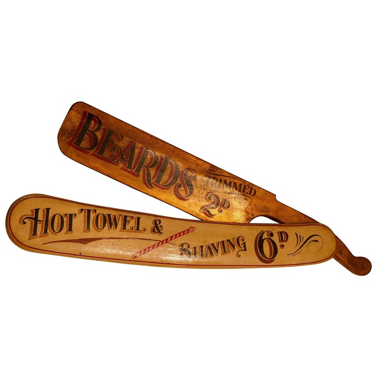 Large Barber Shop Trades Sign, Giant Cut Throat Razor at 1stDibs