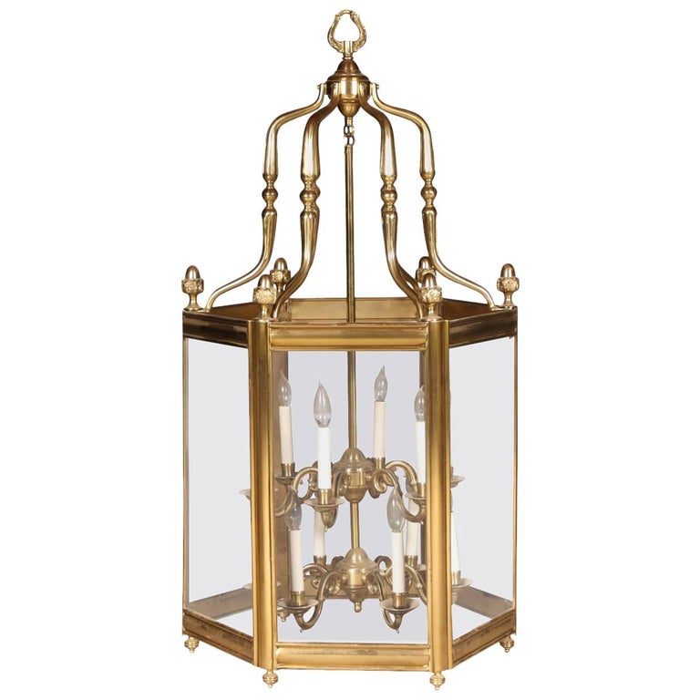Heavy Solid Brass Baldwin Hexagonal Lantern Fixture at 1stDibs